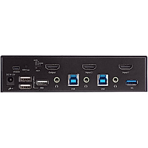 StarTech.com 2 Port HDMI KVM Switch - Single Monitor 4K 60Hz Ultra HD HDR - Desktop HDMI 2.0 KVM Switch with 2 Port USB 3.0 Hub (5Gbps) and 4X USB 2.0 HID, Audio - Hotkey Switching - TAA