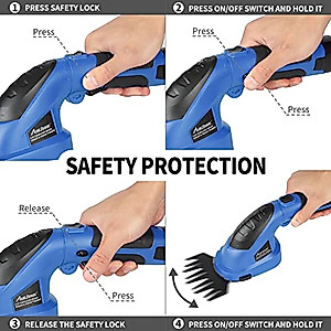 AVID POWER Cordless Grass Shears 7.2V, 2-in-1 Electric Small Hedge Trimmer, Portable Handheld Grass Trimmer with Rechargeable Battery and Charger, Lightweight & Safe Grass Cutter for Garden, Lawn