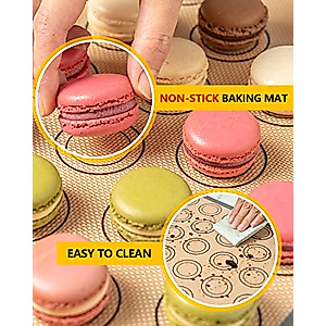 Macaron Silicone Baking Mats, Katbite Silicone Macaroons Baking Mat Set of 2 Half Sheet (11 5/8" x 16 1/2") Reusable & Nonstick Macarons Baking Supplies Silicone Bakeware Mats for Macarons Cookies