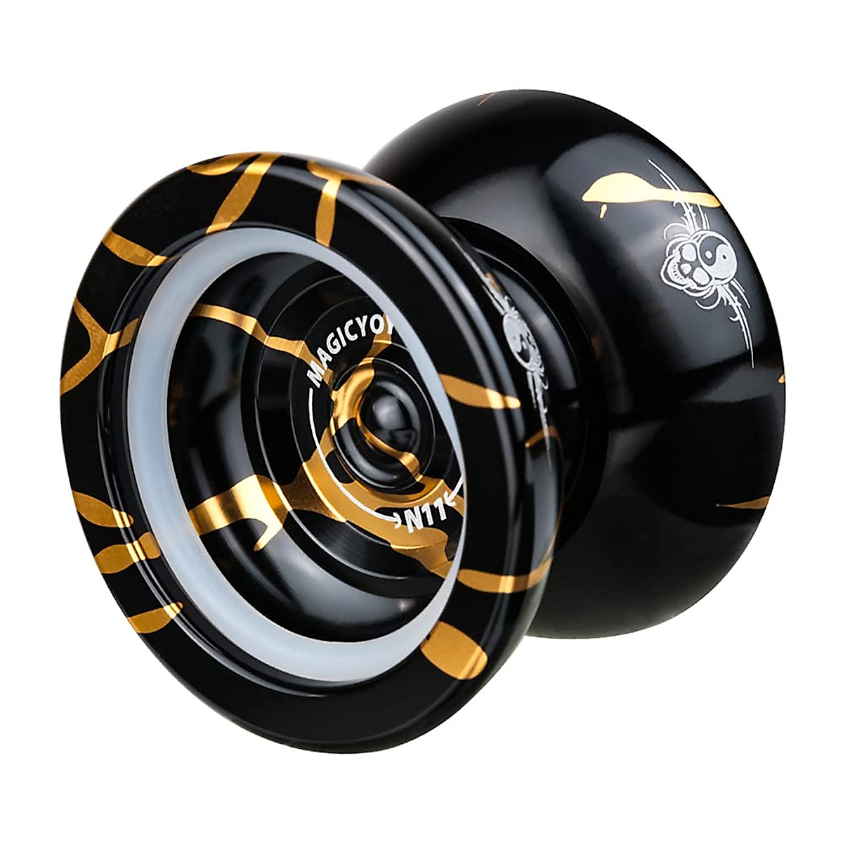 MAGICYOYO Professional Unresponsive Yoyo N11 Pack of 2, Alloy Metal Yoyo for String Trick, Dual Purpose Yoyo with 12 Yoyo Strings + 2 Bags + 2 Flat Bearings + Axle + Bearing Removal Tool