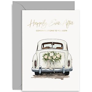Special Wedding Day Card for Couple - Mr and Mrs Wedding Car Card Gift - Just Married Card - Bride and Groom Card - Wedding Card for Friends and Family | Blank Inside