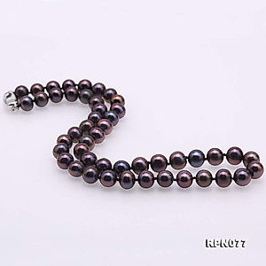 Pearl Necklace for Women AAA Single Strand 8.5-9.5mm Freshwater Cultured Black Pearl Necklace 18"