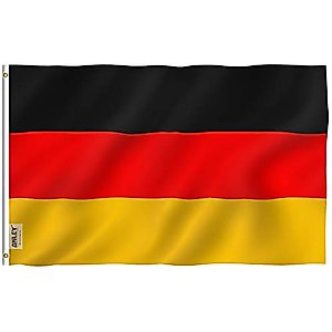 Anley Fly Breeze 3x5 Foot Germany Flag - Vivid Color and Fade proof - Canvas Header and Double Stitched - German Flags Polyester with Brass Grommets 3 X 5 Ft