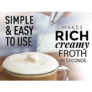 Zulay Executive Series Ultra Premium Gift Milk Frother For Coffee with Deluxe, Radiant Finish - Coffee Frother Handheld Foam Maker For Lattes - Electric Milk Frother Handheld For Coffee (Silver)