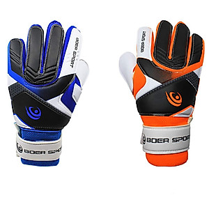 Amytrade Youth Adult Negative Cut Goalie Goalkeeper Gloves,Strong Grip for The Toughest Saves, with Finger Spines to Give Splendid Protection to Prevent Injuries (Orange, 7)
