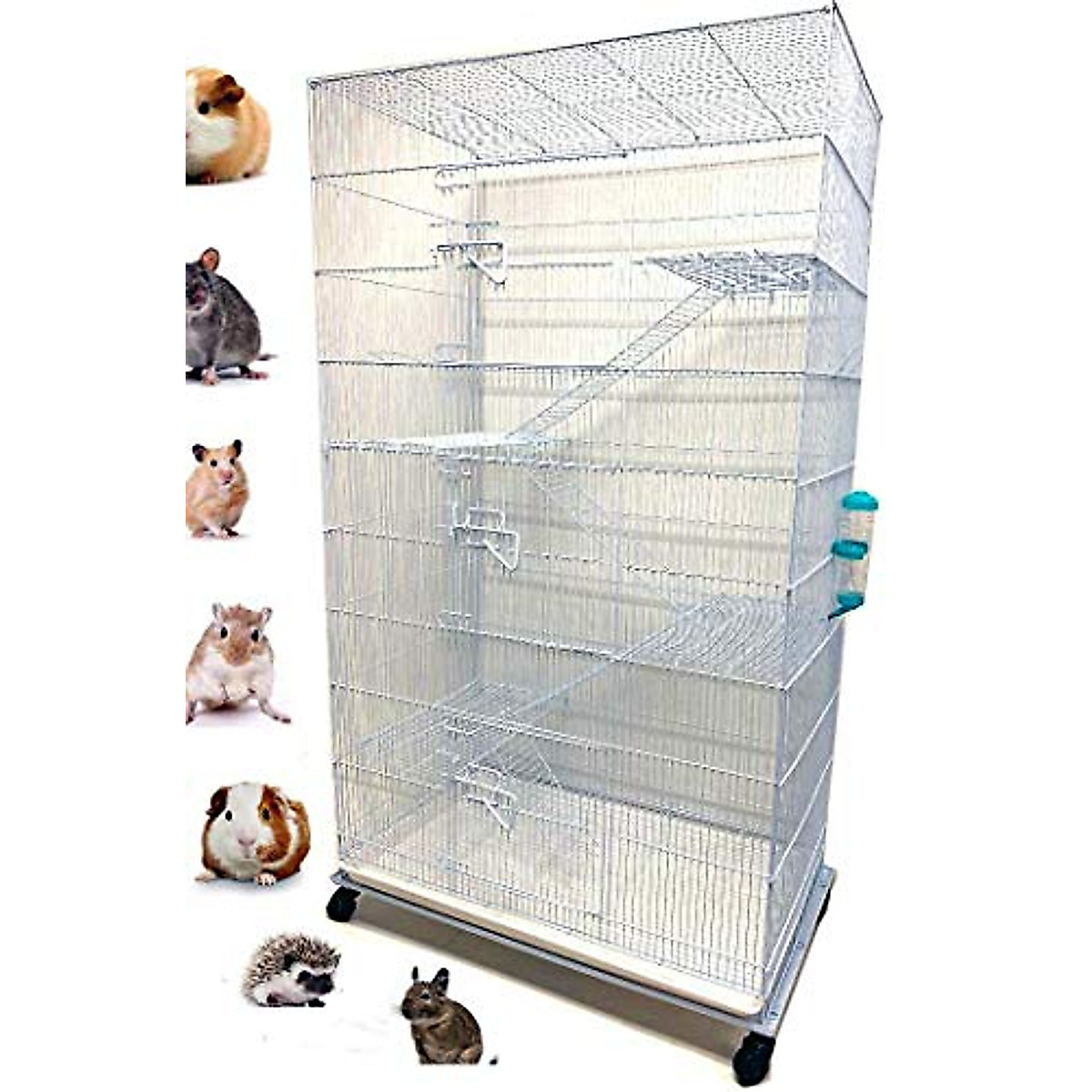 X-Large 5-Levels Ferret Chinchilla Sugar-Glider Rats Mice Gerbil Cage with Removable Rolling Stand, 32-Inch by 19-Inch by 60-Inch