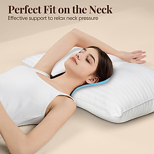 Qnoon Hotel Collection Bed Pillows for Sleeping, Bed Pillows Queen Size Set Of 2,Gusseted Pillow for Back, Stomach or Side Sleepers