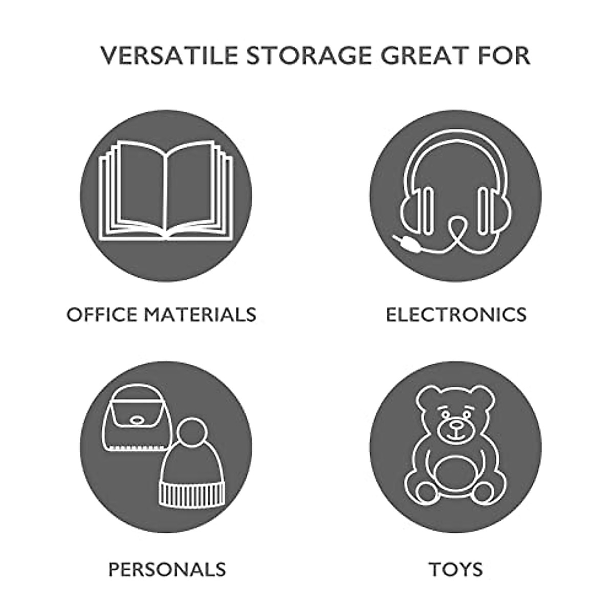 Ginsey Home Solutions Home+Solutions Plastic and Bamboo White Medium Crystal Bin - Multipurpose Storage Container (81521)