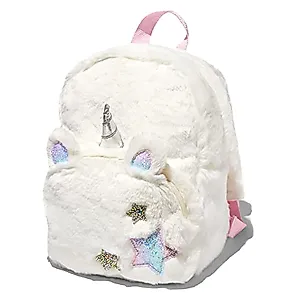 Claire's Club Furry Unicorn Star Patch Backpack | Magical White