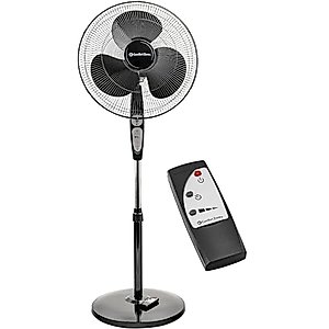 Comfort Zone Oscillating Pedestal Fan with Remote Control, Stand Fan, 18 inch, 3 Speed, Adjustable Height & Tilt, & Timer, Auto Shutoff, Ideal for Home, Bedroom & Office, Airflow 17 ft/sec, CZST181RBK