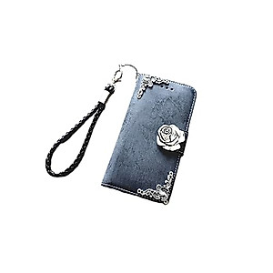 Gothic Floral Rose phone leather wallet removable case for iPhone X XS XR 11 12 13 14 Pro Max Samsung S23 S22 S21 S20 Ultra Note 20 10 Plus Mn1281