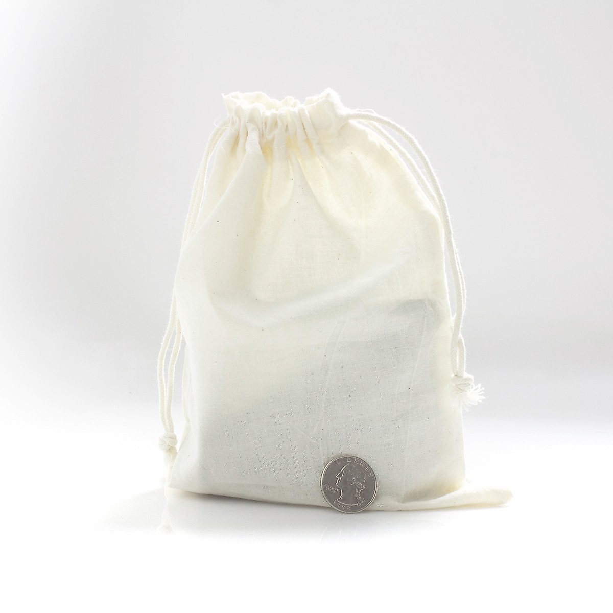Knitial 6"x9" Natural Cotton Muslin Drawstring Bags Multipurpose 25 Bag Pack