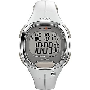 TIMEX Women's IRONMAN Transit 33mm Resin Strap Watch – White/Chrome tone- White resin strap