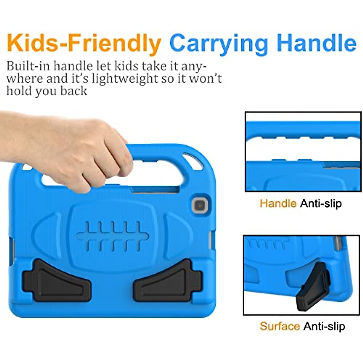 BMOUO for Samsung Galaxy Tab A 8.0 Case 2019 SM-T290/T295, Tab A 8.0 2019 Case with Screen Protector, Shockproof Light Weight Handle Stand Galaxy Tab A 8.0 inch 2019 Kids Case Without S Pen - Blue