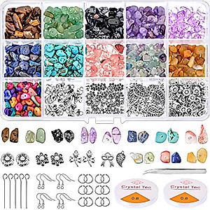 Souarts Crystal Beads Set Natural Gemstone Chips DIY Jewelry Making Kit 11 Colors Crystal Chips Jewelry Bracelet Beads Irregular Chips Stone Beads for Jewelry Making Supplies Bracelet Necklace