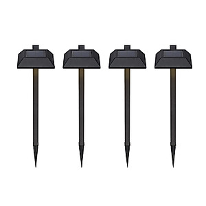 LampLust Black Solar Pathway Lights Outdoor, 4 Pack Stainless Steel Modern Path Lights, Waterproof, LED Metal Solar Garden Light for Yard, Walkway, Driveway & Landscape Lighting