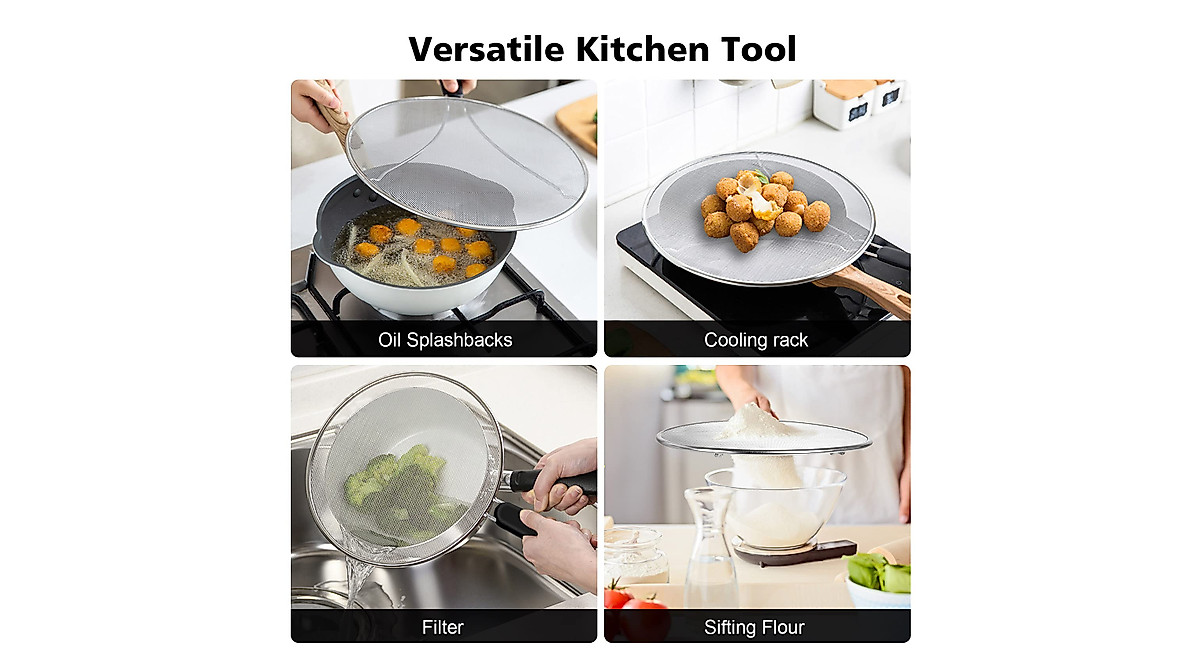 Splatter Screen for Frying Pan 9.8" 11.4" 13", Grease Splatter Guard ...