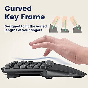 Perixx PERIBOARD-413B US, Wired USB Ergonomic Compact Split Keyboard - 15.75x10.83x2.17 inches TKL Design - Black - US English
