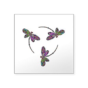 CafePress Neon Dragonfly Trinity Sticker Square Bumper Sticker Car Decal