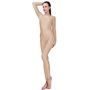 Mvefward Womens Scoop Neck Unisex One Piece Unitard Footless Full Body Leotard for Adult White xxl