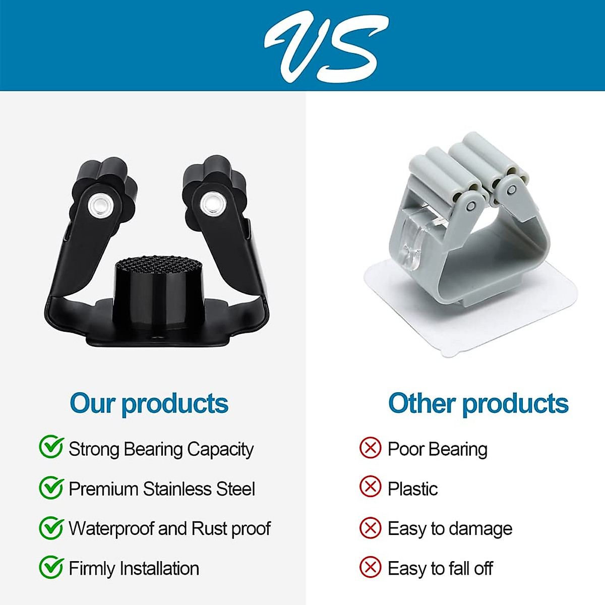 JAMEND CLXP New 3PCS Broom and Mop Holder, Heavy Duty Garden Tool Organizer Rack Rake and Shovel Handle, Stainless Steel Mop Hanger. Wall Mounted with Screws.…