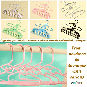 MJRASG Anti-Slip Plastic Baby Hangers, 100-Pack, Light Pink, Ideal for Closet Organization, Easy to Use, Holds Clothes Securely