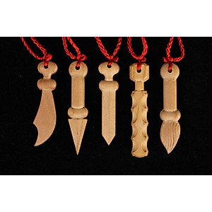 WellieSTR 11 Stlye Feng Shui Protection Amulet - Mini Peach Wood Sword,Knife, Axe, and Pen Pendant (Basic) 护身符 桃木剑 辟邪 转运 学习 (Baby Children's Portable Necklace Pendant)