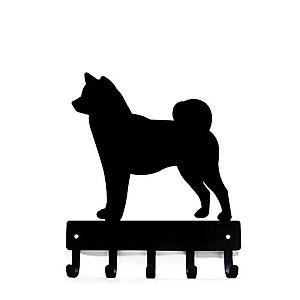 The Metal Peddler Shiba Inu Key Holder Dog Leash Hanger for Wall - Large 9 inch Wide - Made in USA; Gift for Dog Lovers