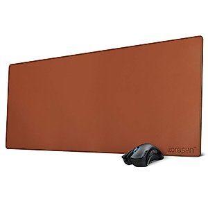 ZORESYN XL Large Mouse Pads (35.4"x15.8") - PU Leather Large Gaming Mousepad Desk Mat - Nonslip Base and Waterproof Desktop Keyboard Extended Mouse Mat (Light Brown, X-Large)
