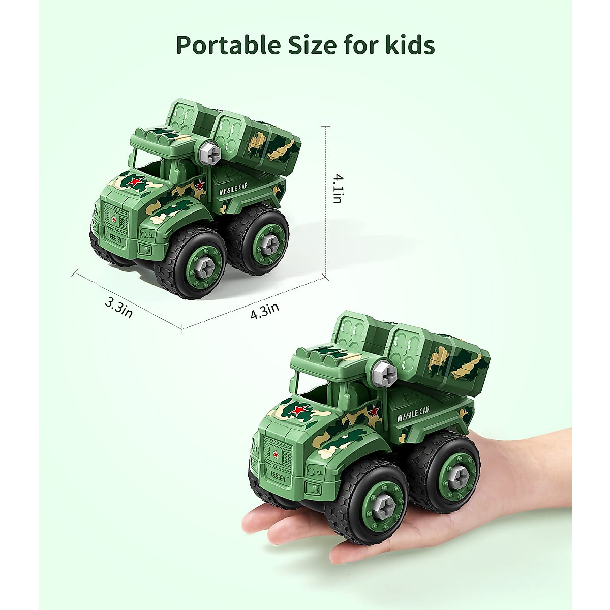 Geyiie Take Apart Toys for Kids, Army Building Truck with Electric Drill, Stem Toy DIY Assembly Military Vehicles Construction Tool Toy Gift for Toddler 3-8
