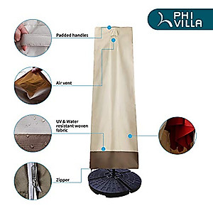 PHI VILLA Patio Umbrella Covers for Outdoor, Large Waterproof 600D Oxford Heavy Duty Fabric Umbrella Canopy Covers for 9-13 Feet Outdoor Offset Umbrellas, (Frame Covers)