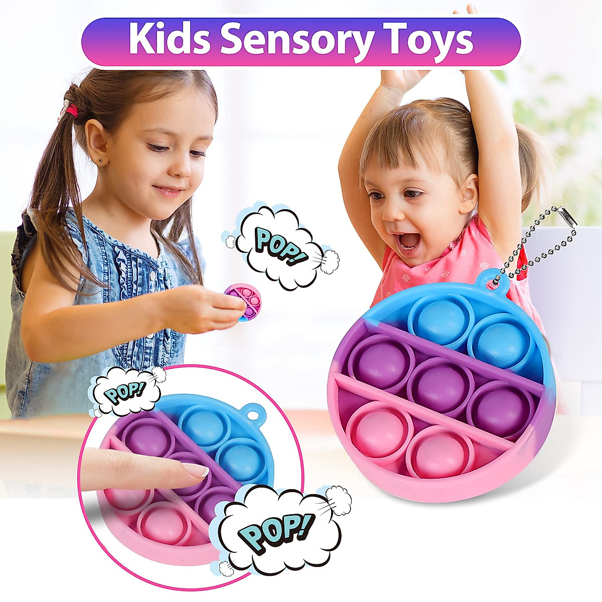 Pop Fidget Toys Bulk Its Party Favors for Kids 4-8 8-12 30 PCS Mini Pop Keychain It Sensory Fidget Toy Pack Fidgets for Classroom Prizes Birthday Goodie Bag Stuffers for Kids End of Year Student Gifts