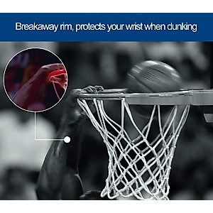 Katop Breakaway Basketball Rim, Heavy Duty Triple Springs Basketball Rim Replacement with Nylon Net Indoor and Outdoor, Standard Goal Reinforced Mounting Bracket Fit Most Size Backboards