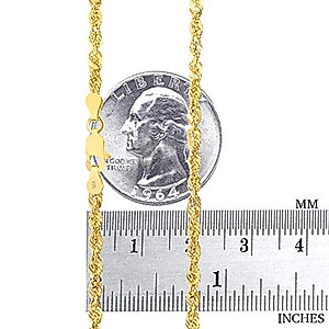 Nuragold 14k Yellow Gold 3mm Rope Chain Diamond Cut Lightweight Necklace, Mens Womens Jewelry 16" 18" 20" 22" 24" 26" 28" 30"