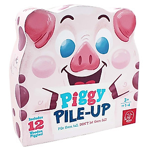 ROO GAMES Piggy Pile-Up - Fast-Paced Stacking and Balancing Game - For Ages 3+ - Place All Your Pigs on the Pile to Win