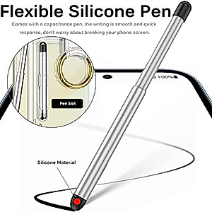 Miimall Compatible for Samsung Galaxy Z Flip 4 2022 Case with Pen, Ultra-Thin Flip 4 Case with Ring Holder, Soft TPU+PC Shockproof Anti-Scratch Clear Cover Case for Samsung Z Flip 4(Clear)