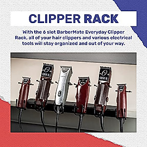 BarberMate Barber Buddy 6-Slot Clipper Rack, Barber Clipper and Hair Tool Organizer, Salon Station Rack, Professional Barber Supplies and Accessories
