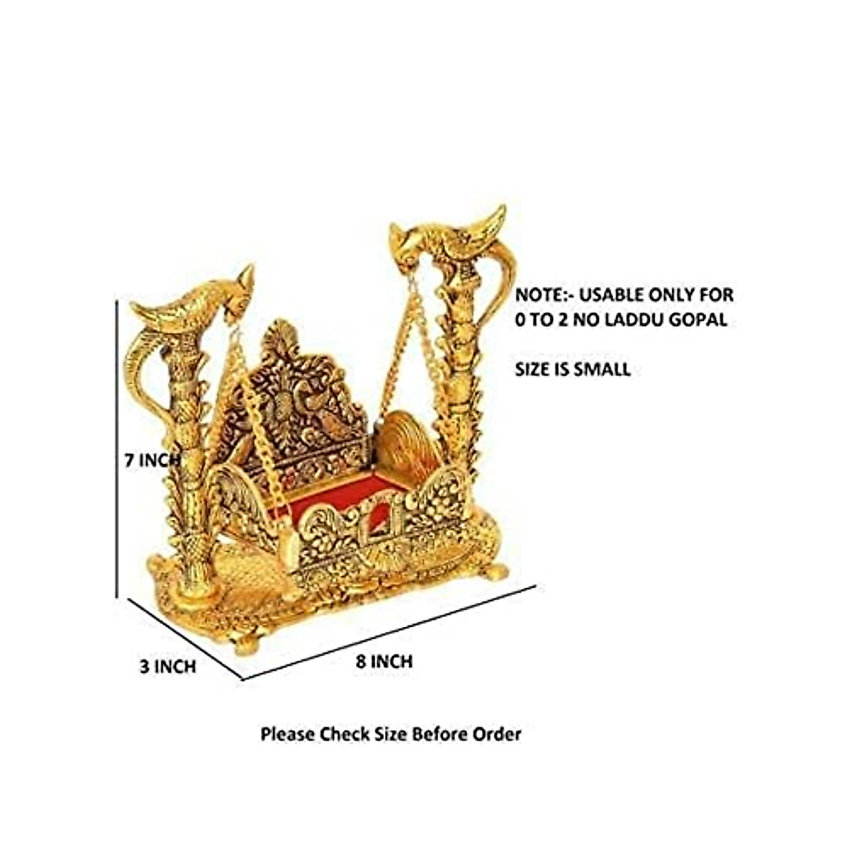 Metal laddu Gopal Jhula for Krishna jhula Krishna Palana Metal Krishna palna (Gold_ 17.78 × 9.5 × 17.14 cm)