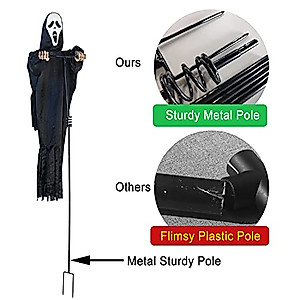 LarpGears Scarecrow Screaming Ghost Halloween Scary Ghost of Death Ghost Flying Scarecrow Home Decoration for Outdoor Garden, Porch,Yard (Black)