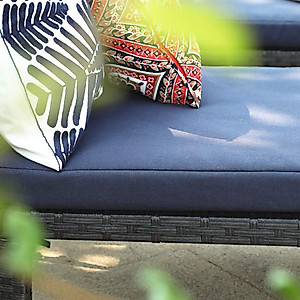 PHI VILLA Outdoor Furniture Patio Chaise Lounge Chair Set of 2 Piece Adjustable Wicker Loungers for Outside Deck