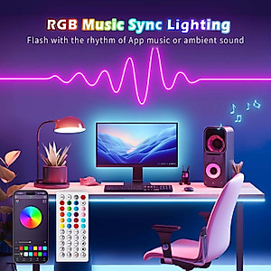 Led Lights for Bedroom, L8star 50ft Rgb Led Strip Lights with Bluetooth and Remote Control Sync to Music