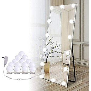 Brightown Hollywood Led Vanity Lights Strip Kit, with 14 Dimmable Light Bulbs for Full Body Length Mirror and Bathroom Wall Mirror, Plug in Mirror Lights with Power Supply, White (No Mirror Included)