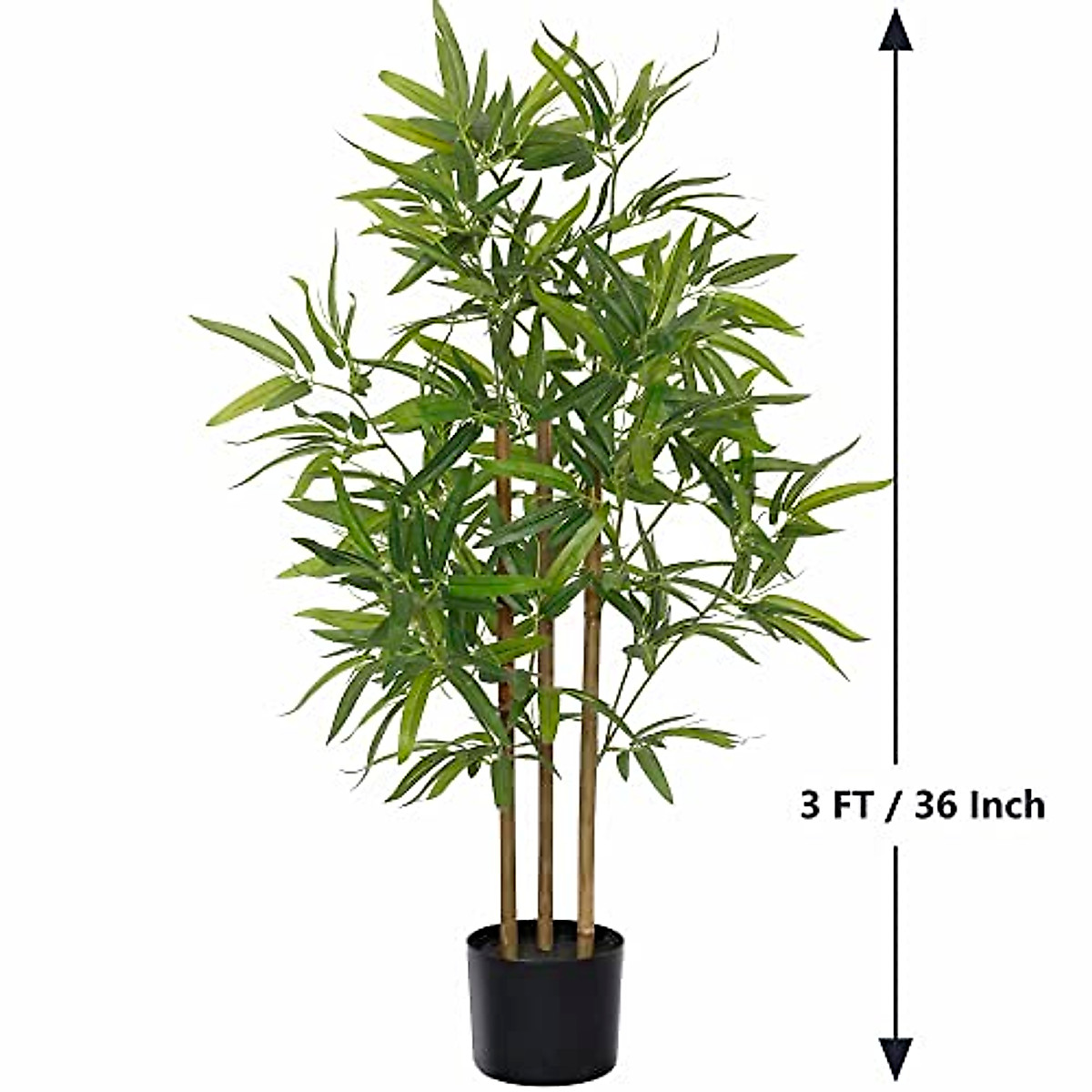 SOFTFLAME 3ft Bamboo Artificial Tree, Faux Bamboo Plant, Artificial Plant with 3 Trunks, Ideal for Home Office Indoor Decoration