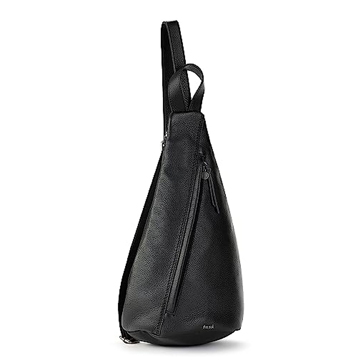 The Sak Geo Sling Backpack in Leather, Convertible Design, Black