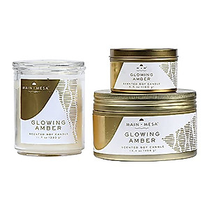 Main + Mesa Lidded Glass Candle, Glowing Amber