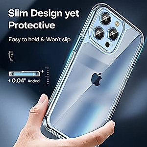 TAURI 5-in-1 for iPhone 13 Pro Phone Case, [Not-Yellowing] with 2 Screen Protector + 2 Camera Lens Protector, [Military Grade Protection] Shockproof Slim Phone Case for iPhone 13 Pro 6.1 inch, Clear