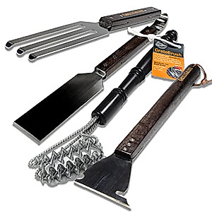GrillGrate Essential Accessories Set - Grilling Tongs, Grilling Scraper, and Grilling Brush - Maximize The Impact of GrillGrates - Accessories for Better Grilling