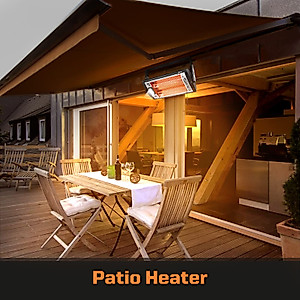 Electric Garage Heaters for Indoor Use, 1500W/750W Ceiling Mounted Radiant Quartz Heater with Work Light, 90° Rotation, 5 Mode Settings, Electric Heater for Garage, Shop, Patio Large Room