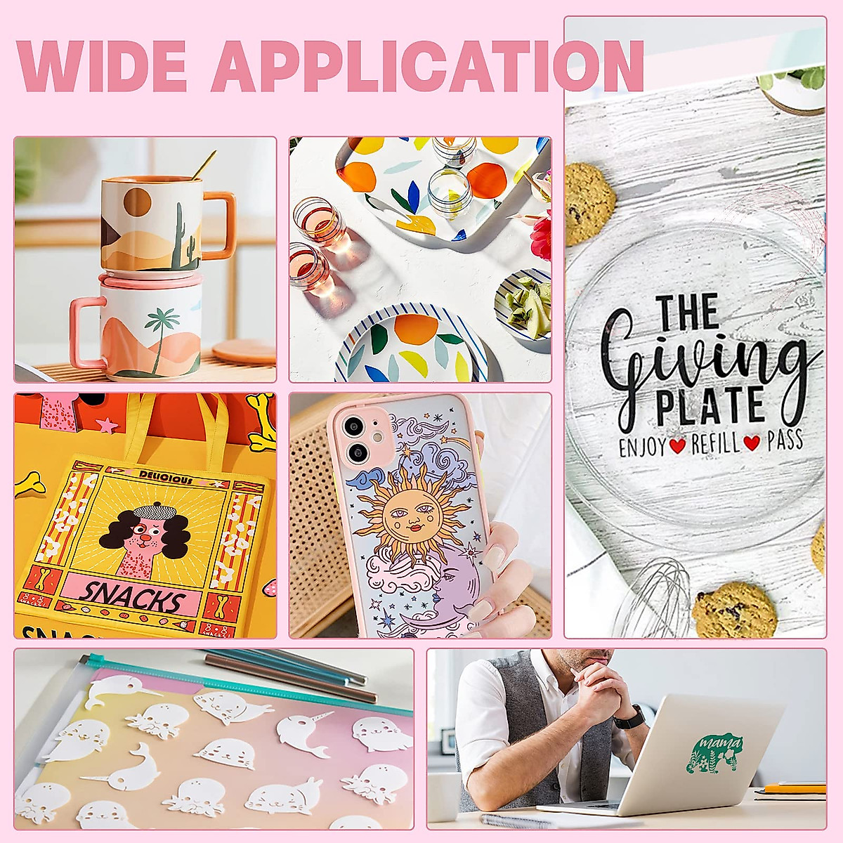 HTVRONT Transfer Tape for Vinyl - 6" x 50 FT Blue Alignment Grid Clear Transfer Paper - Application Vinyl Transfer Tape Roll for Self Adhesive Vinyl for Signs Stickers Decals Walls Doors & Windows