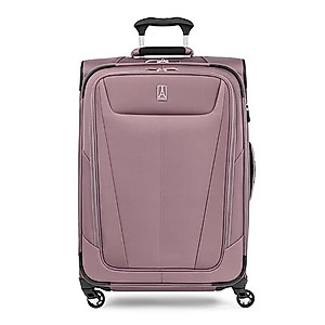 Travelpro Maxlite 5 Softside Expandable Luggage with 4 Spinner Wheels, Lightweight Suitcase, Men and Women, Dusty Rose Pink, Checked-Medium 25-Inch